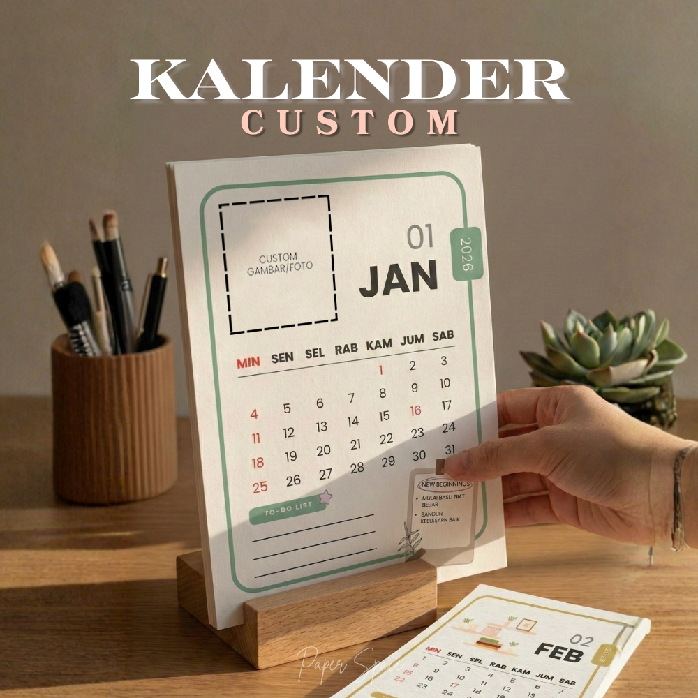 Jual Kalender Custom Gambar/Foto Estetik Meja Standing 2026 Motivasi ...