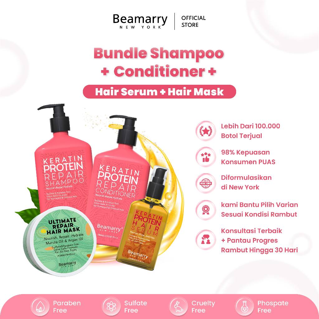Jual Beamarry Hair Care | Paket Shampoo 380ml & Conditioner 380ml ...