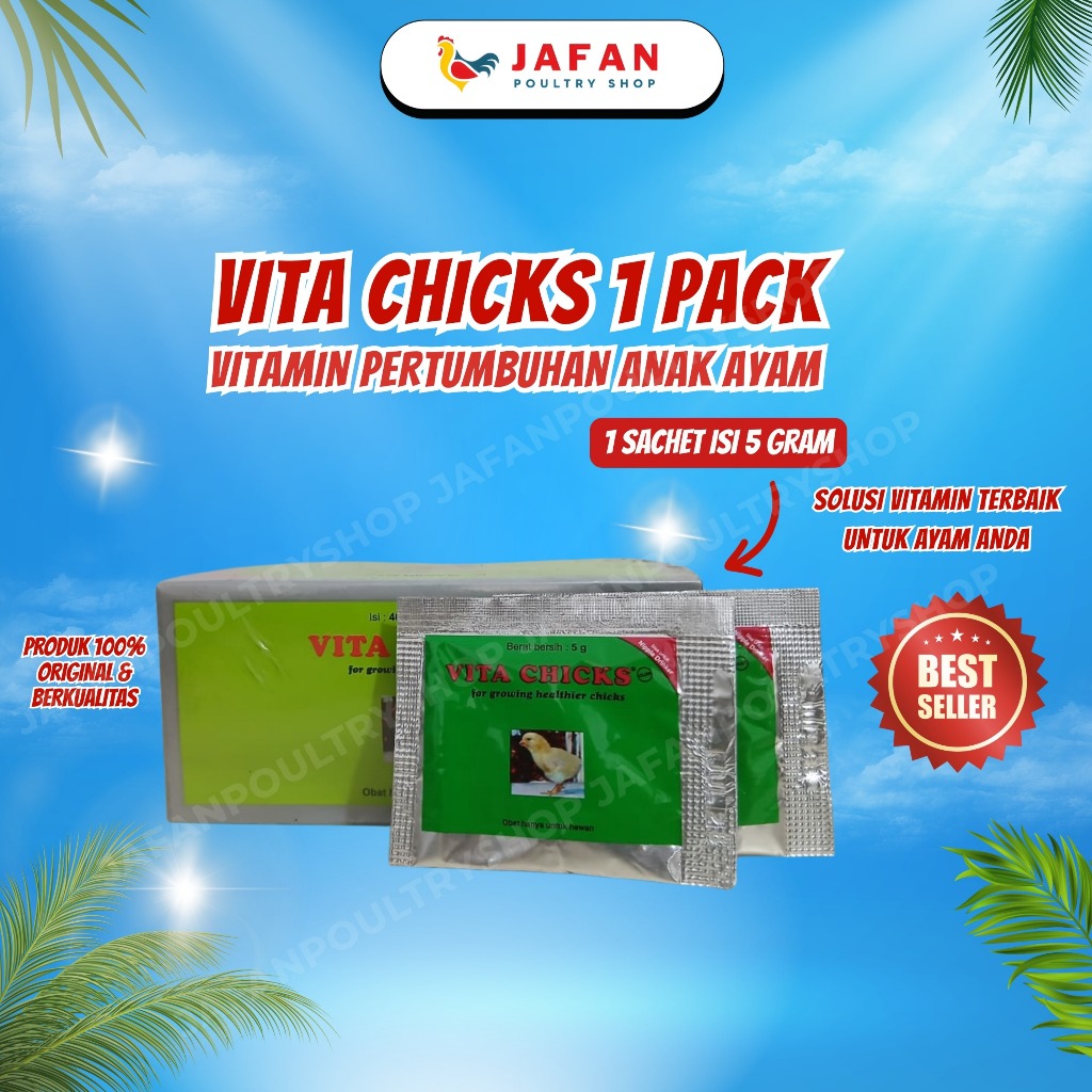 Jual Vita Chicks 1 Pack isi 40 Sachet Vitamin Pertumbuhan Anak Ayam ...