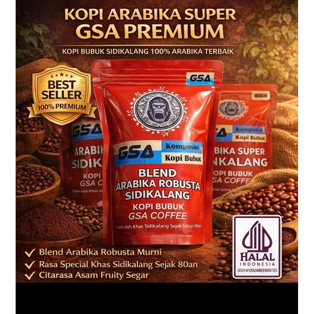 Jual GSA COFFEE Bubuk Kopi Sidikalang 1 kg 1Kg | ARABICA SUPER | Hitam ...