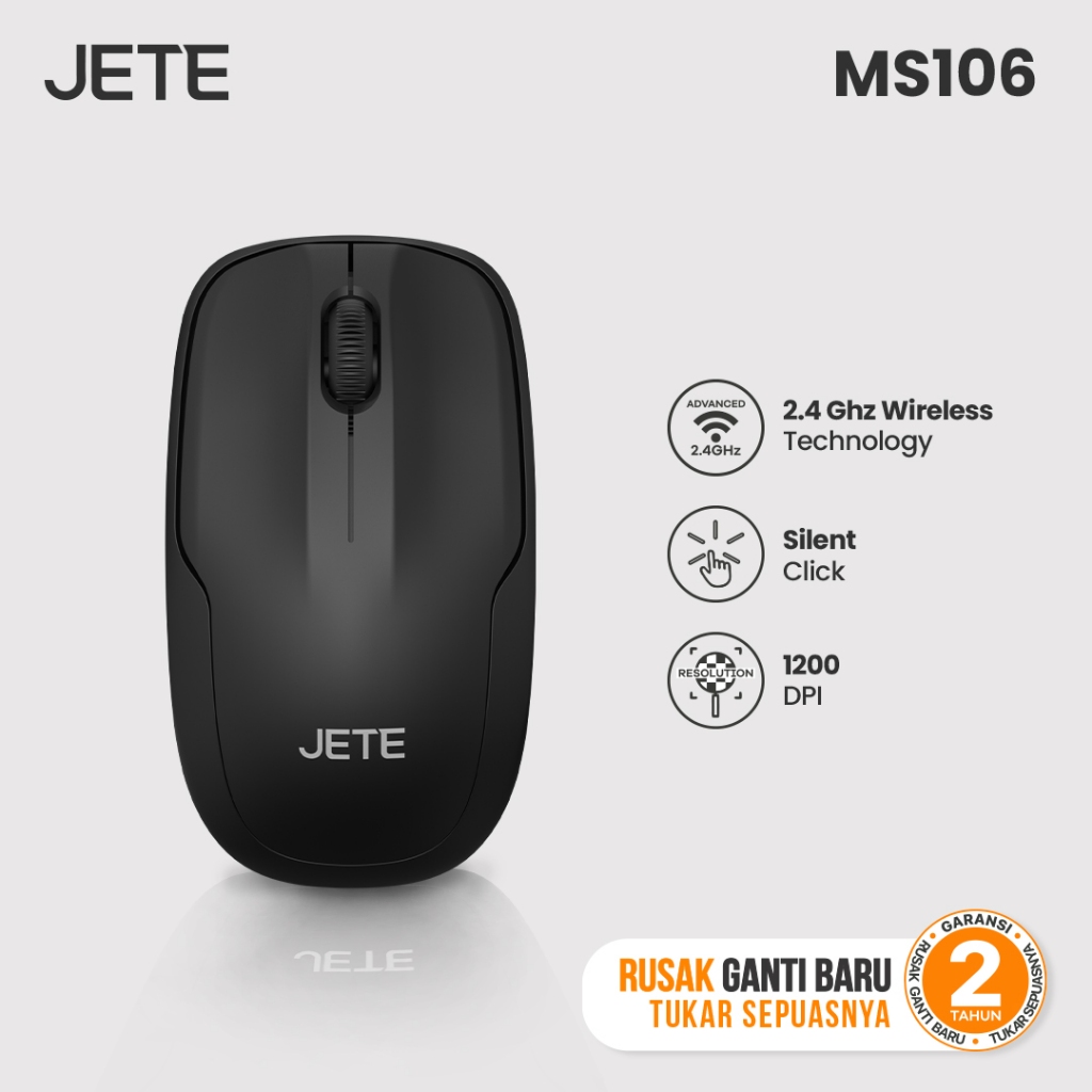 Jual Mouse Wireless JETE MS106 Mouse 1200 DPI Mouse Tanpa Kabel 2.4Ghz ...
