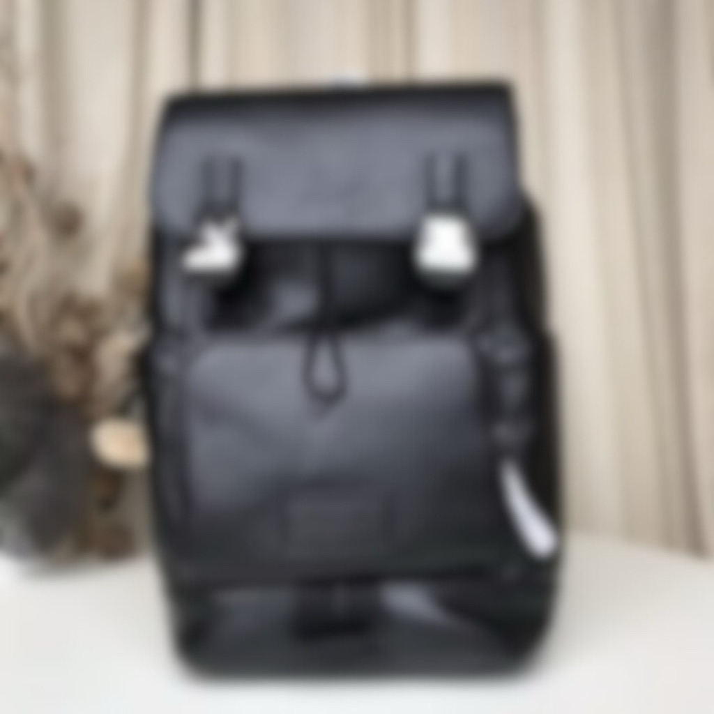 Jual Luxury Store Track Backpack Logo Black Bag Leather | Shopee Indonesia