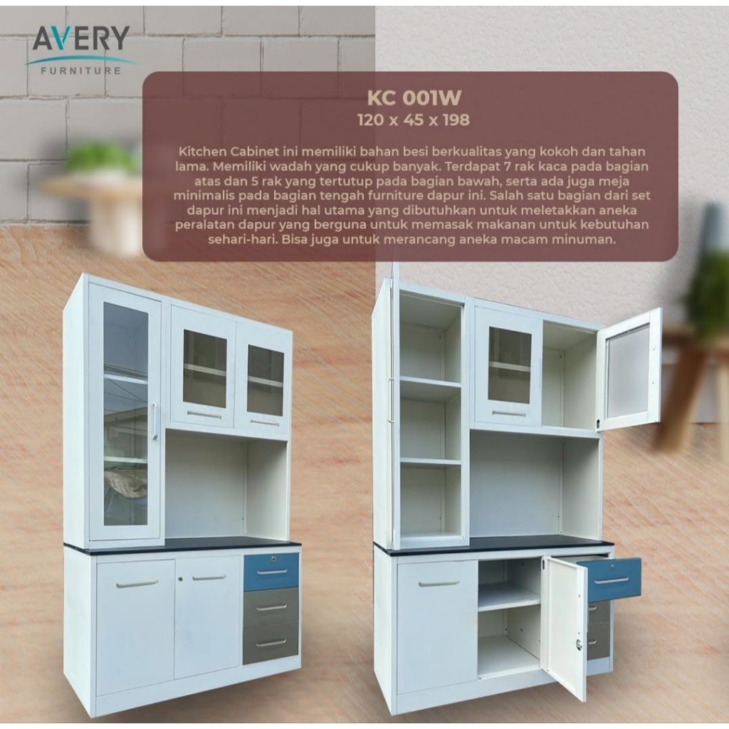 Jual Lemari Piring Plat Besi AVERY KC 001W Kitchen Cabinet | Shopee ...