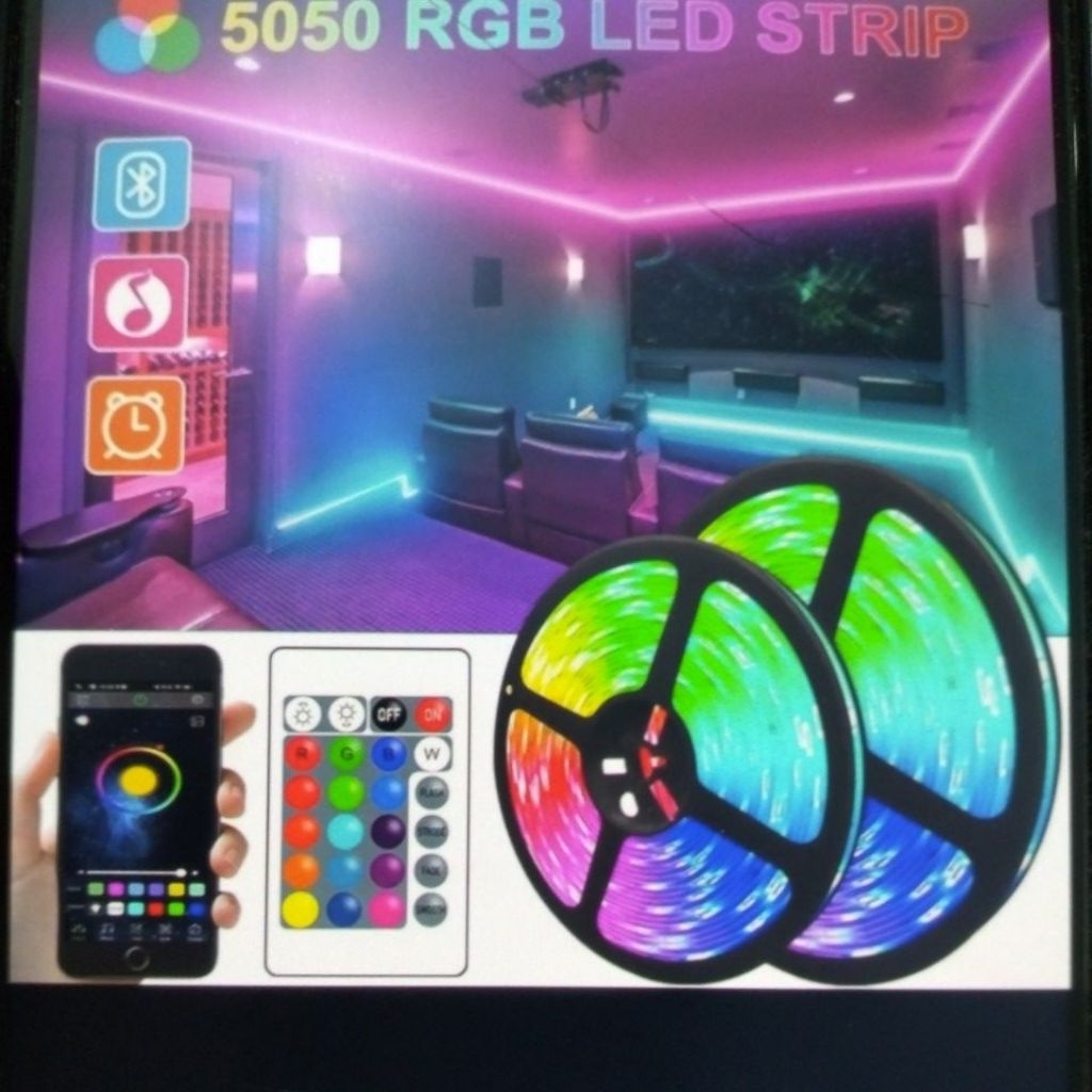 Jual LED STRIP MATA BESAR 5050 MS 3001 5M SET REMOTE | Shopee Indonesia