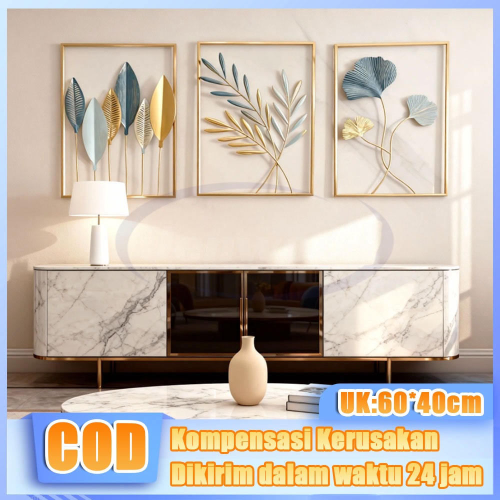 Jual Wall Decor Hiasan Dinding Aesthetic Frame Metal Gold Daun Leaf ...
