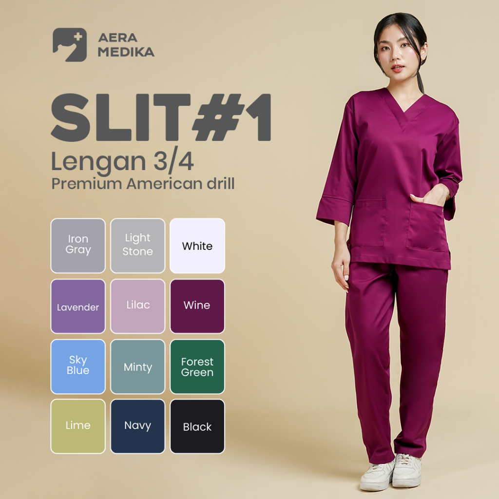 Jual (SLIT#1) SLIT 3/4 / Scrub / Baju Jaga / Baju OK / Baju Perawat ...