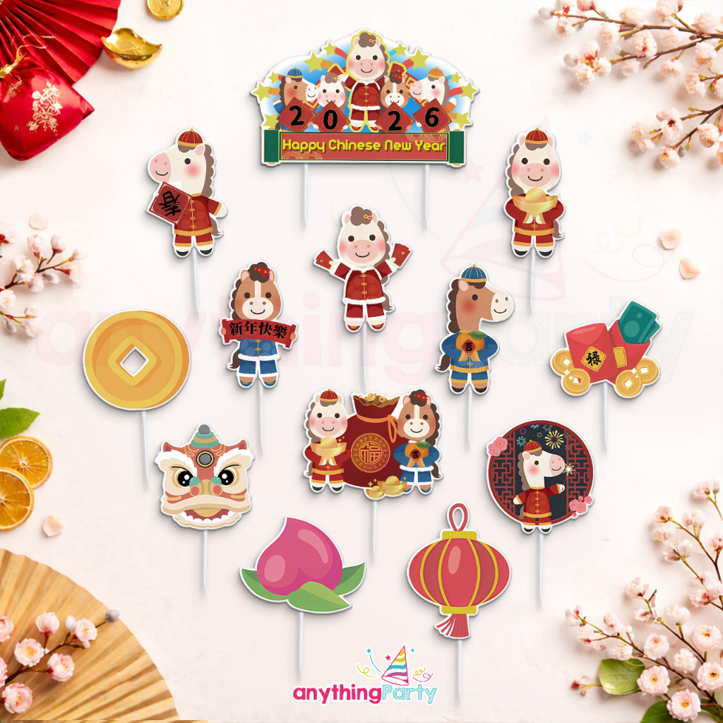 Jual CNY Year of Horse Cake Topper / Tahun Kuda 2026 Chinese New Year ...