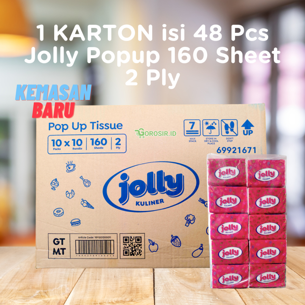 Jual 1 Karton Tissue Jolly Pop Up 160 Sheets isi 100 Pcs / 10 Bundle ...