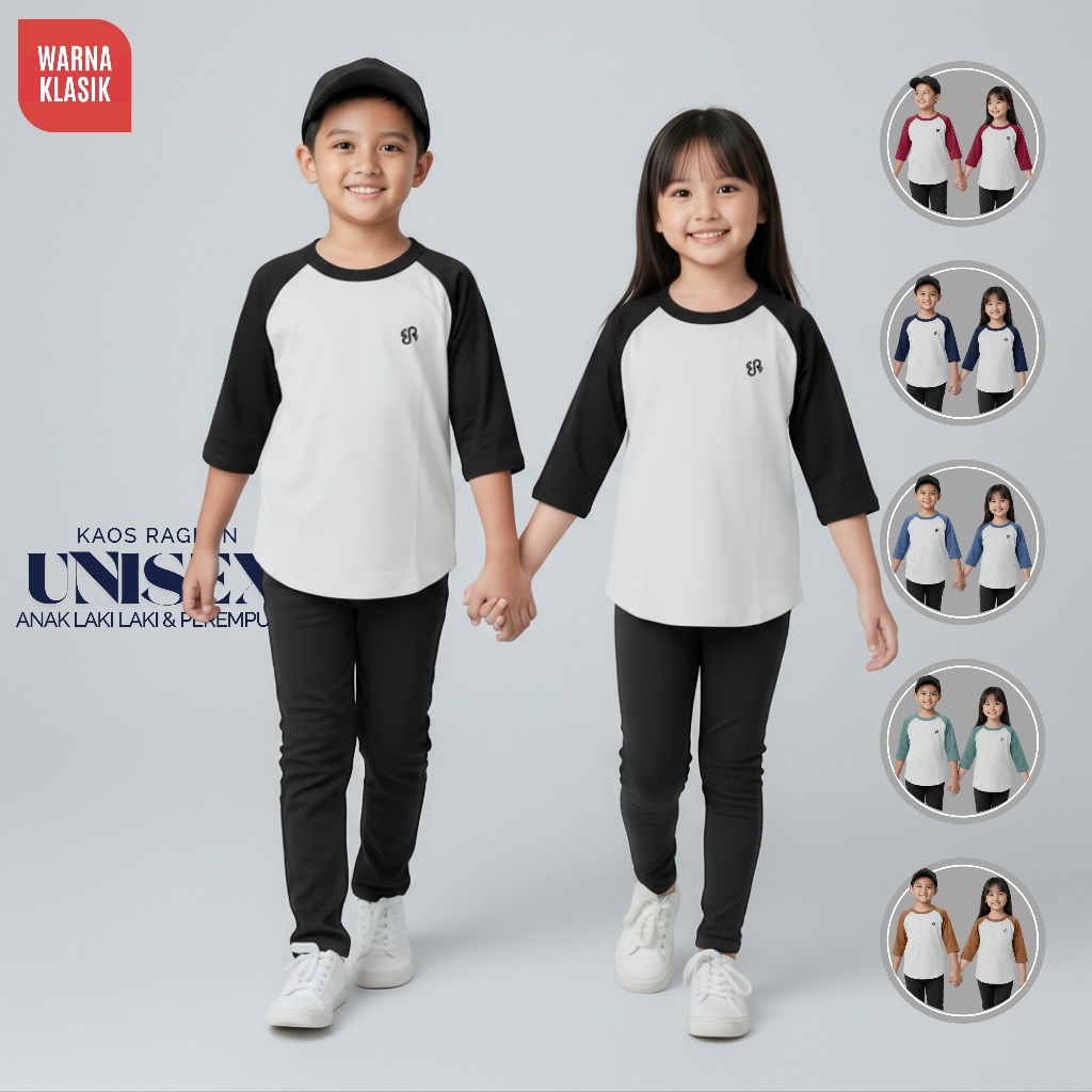 Jual Indonesia Raglan Kaos Anak Laki Laki Perempuan Unisex Lengan 3/4 ...