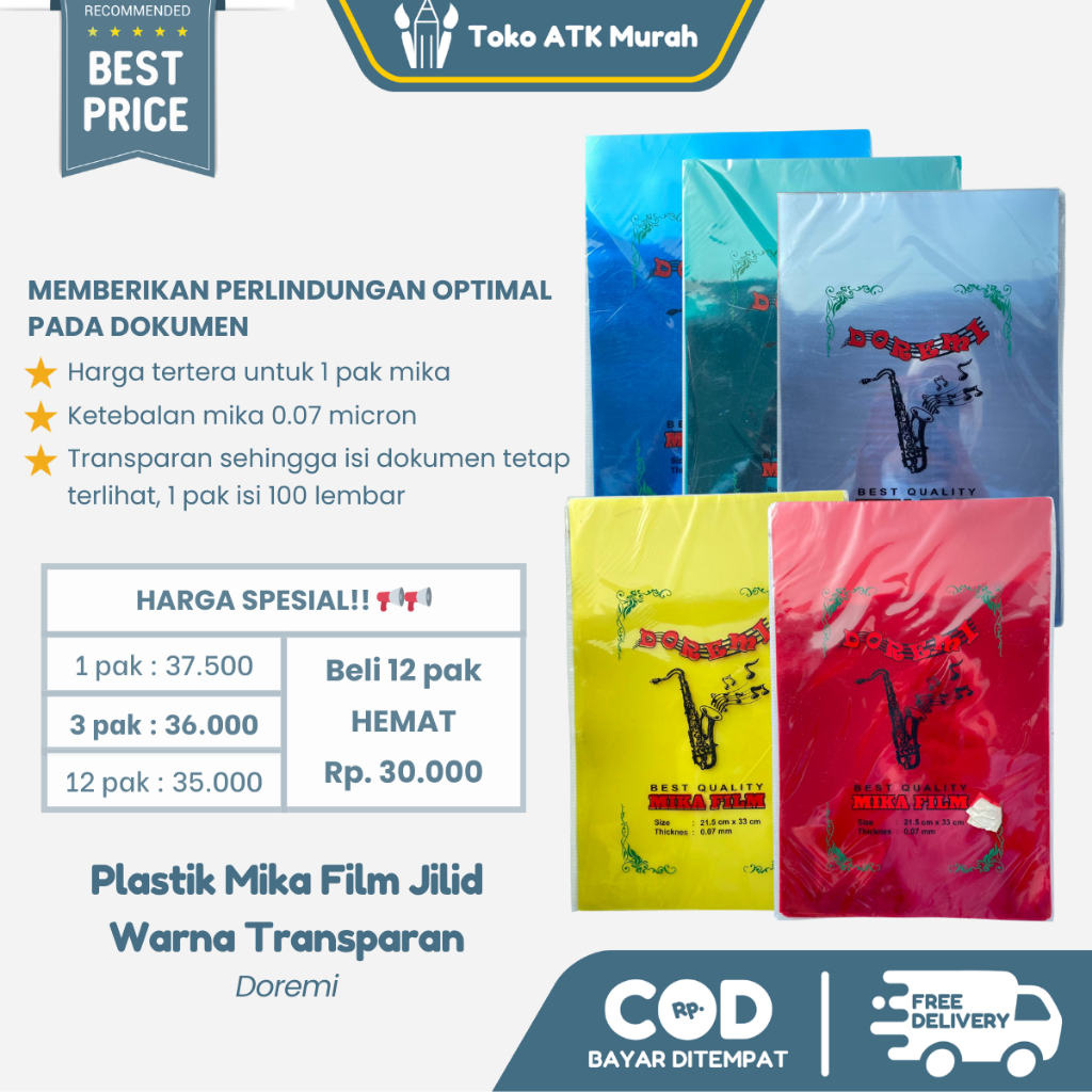 Jual Plastik Mika Jilid F4 Warna Isi 100 Lembar - Plastik Cover Jilid ...