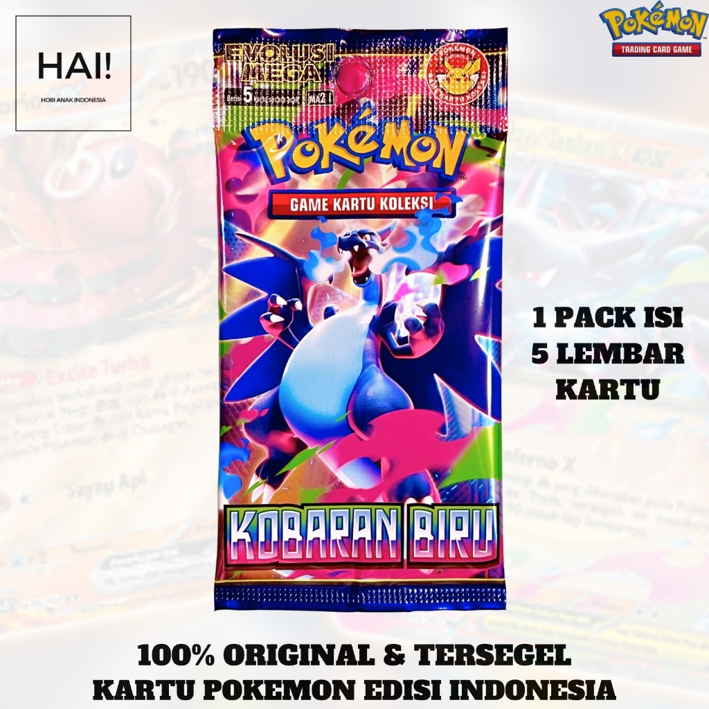 Jual Kartu Pokemon Indonesia TCG Kobaran Biru MA2 1 Booster Pack ...