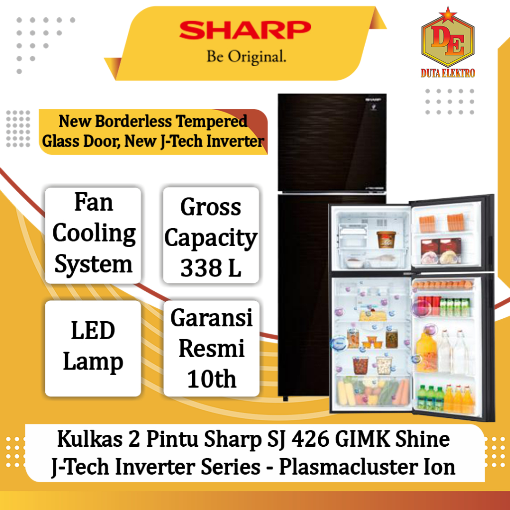 Jual Kulkas 2 Pintu Sharp SJ 426 GIMK Shine J-Tech Inverter Series ...