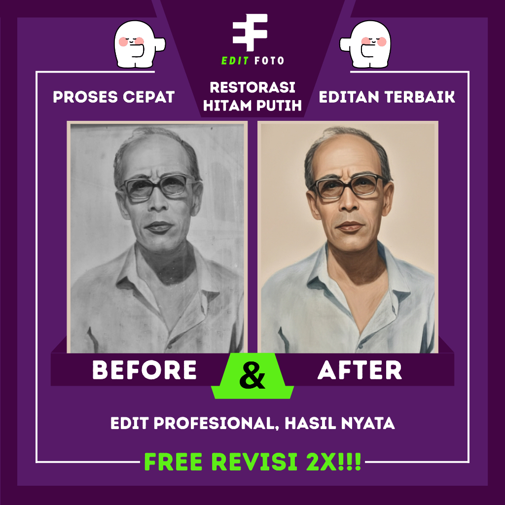 Jual JASA EDIT FOTO RESTORASI HITAM PUTIH MENJADI BERWARNA/RESTORASI ...