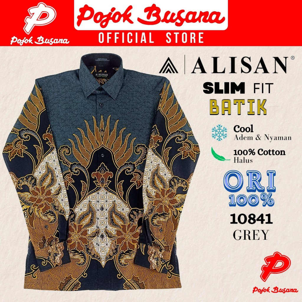 Jual Pojok Busana Alisan Kemeja Lengan Panjang Batik Pria Slim Fit ...