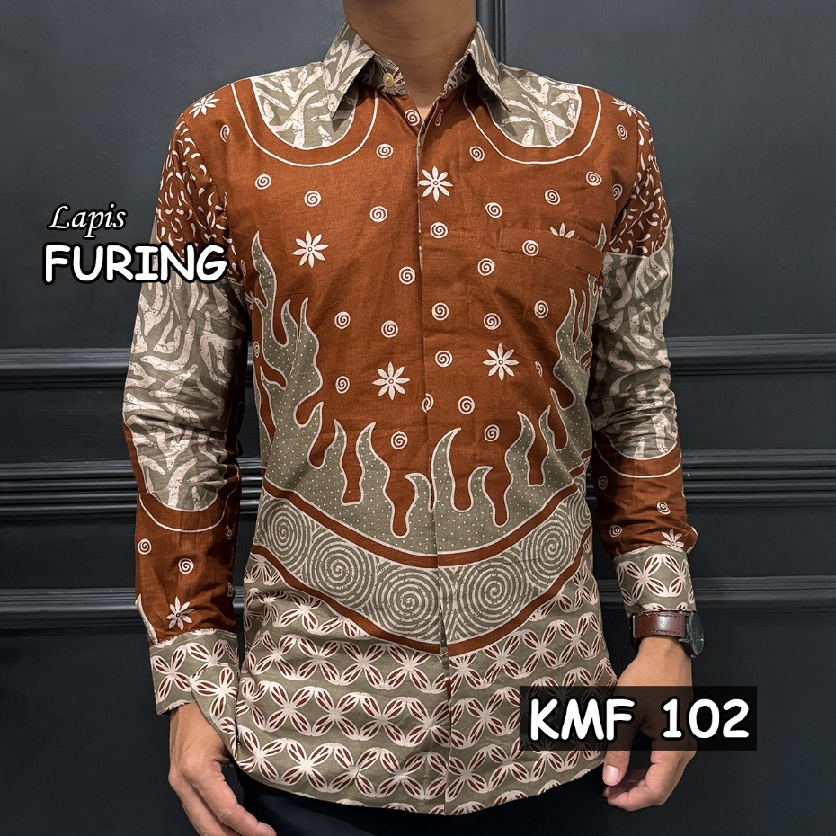 Jual RISNA BATIK Kemeja Coklat Bata Kemeja Terracota Batik Lapis Furing ...