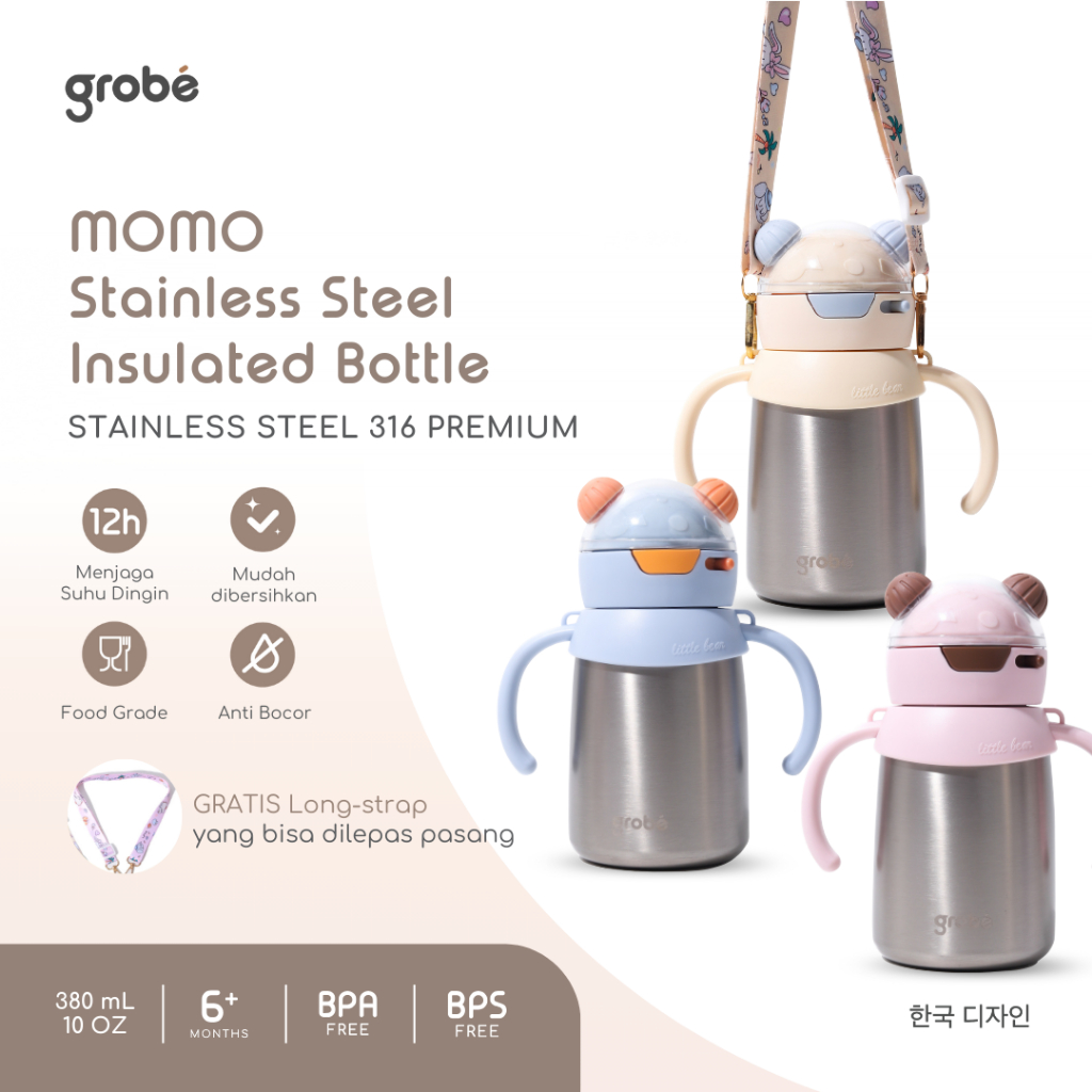 Jual GROBE - MOMO Stainless Steel Insulated Bottle | Botol Minum Anak ...