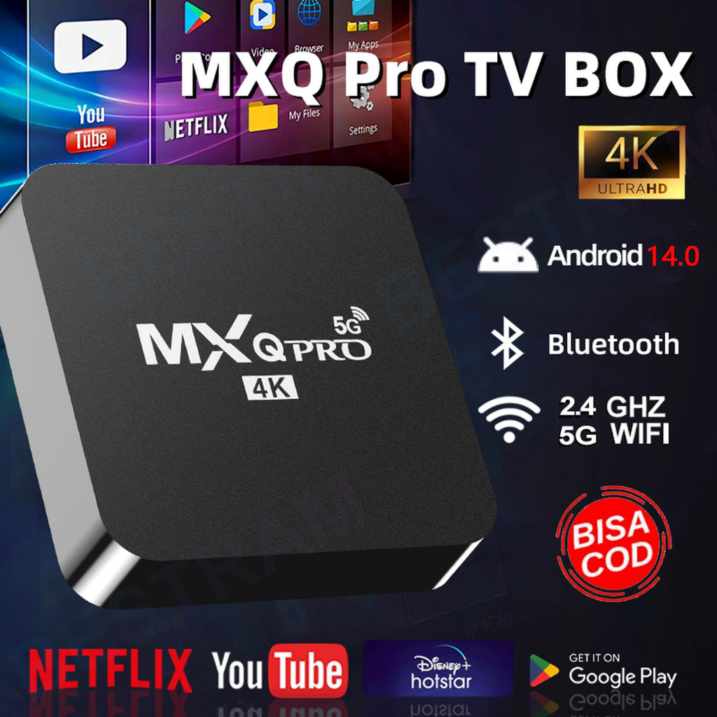 Jual MXQPro 4K Android Tv Box Android 14.0os 2.4G WIFI 16gb Ram 512gb ...