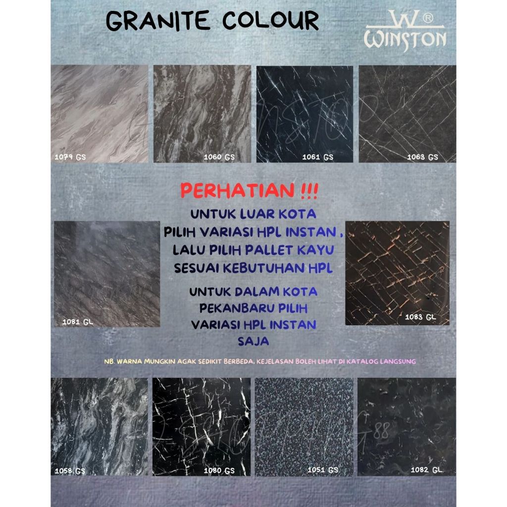 Jual (LUAR KOTA WAJIB PALLET KAYU) HPL Winston Granite Colours Best 2 ...