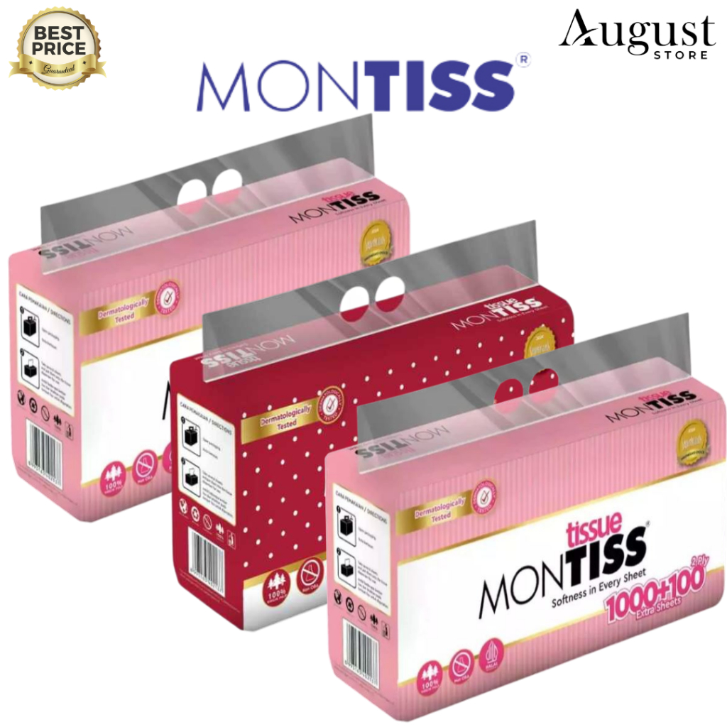 Jual [3 PACK] Tissue Montiss Isi 1000 + 100 Sheets / 2 Ply / Tissue ...