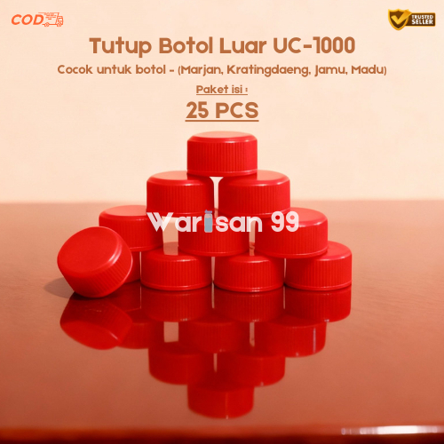 Jual [25 PCS] Tutup Luar Botol Plastik Ulir UC 1000 (MERAH) - Cocok ...