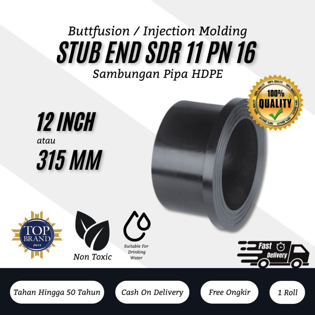 Jual Butt Fusion Stub End PN 16 UK 315 mm atau 12 inch | Fitting HDPE ...