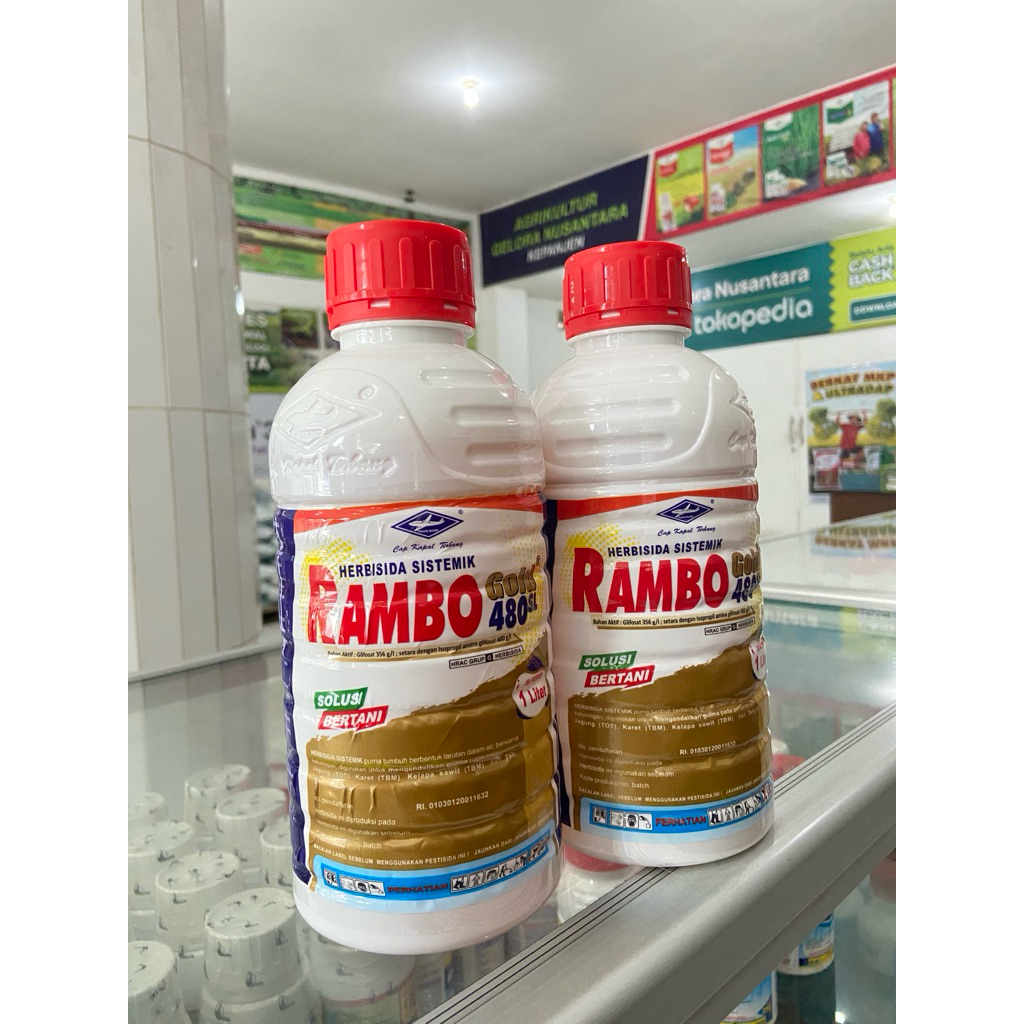 Jual Rambo Gold 480SL 1 liter Herbisida Obat Pembasmi Rumput Sampai ke ...