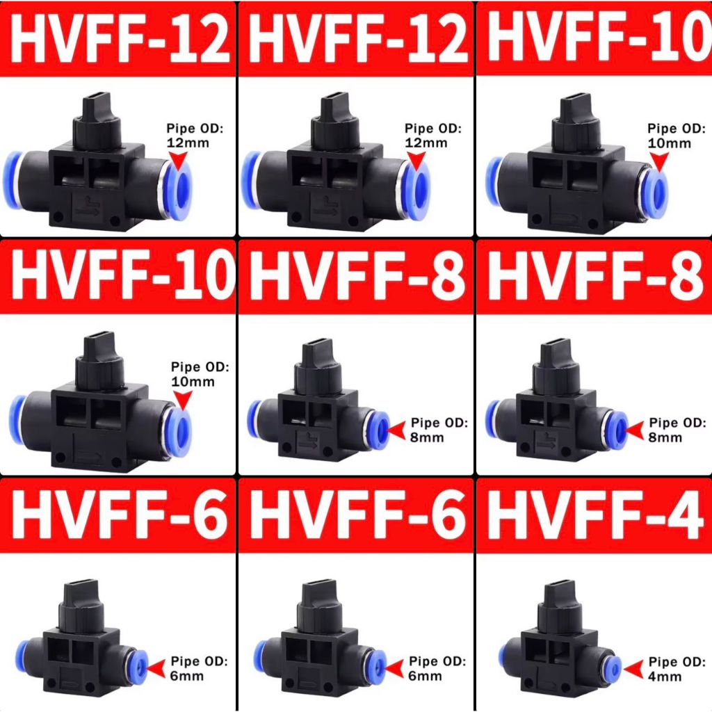 Jual HVFF Air Hand Valve 4mm 6mm 8mm 10mm 12mm Pneumatic Fitting with ...