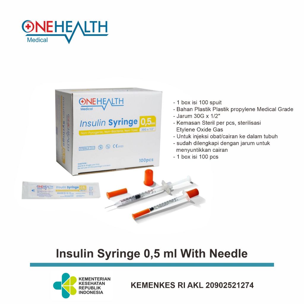 Jual PER BOX - Spuit Insulin 0.5cc | Syringe Insulin Spoit Sepet Jarum ...