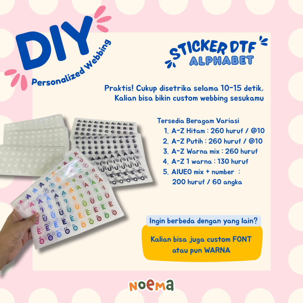 Jual NOEMA - Sticker Alphabet DTF - DIY webbing custom nama | Shopee ...