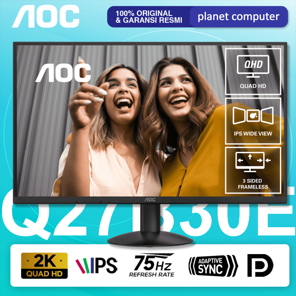 Jual Monitor LED AOC Q27B30E 27" IPS QHD 1440p 75Hz HDR10 DP 1.4x1 HDMI ...