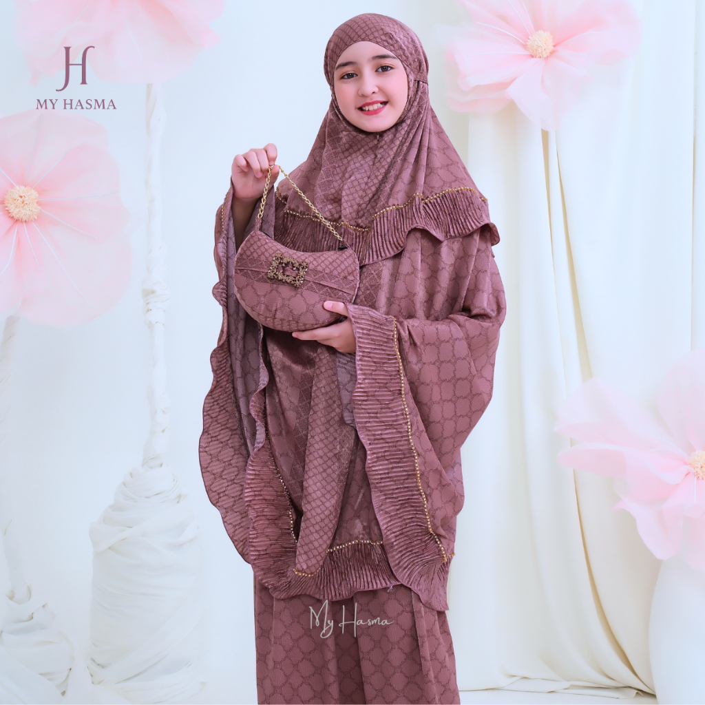 Jual MY HASMA - Mukena Anak Perempuan 2in1 Santorini Silk Gelombang ...