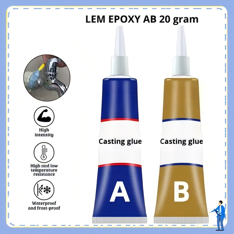 Jual Lem Kastol Epoxy 20g Lem Penambal Besi Steel Kuat/Lem Besi Metal ...