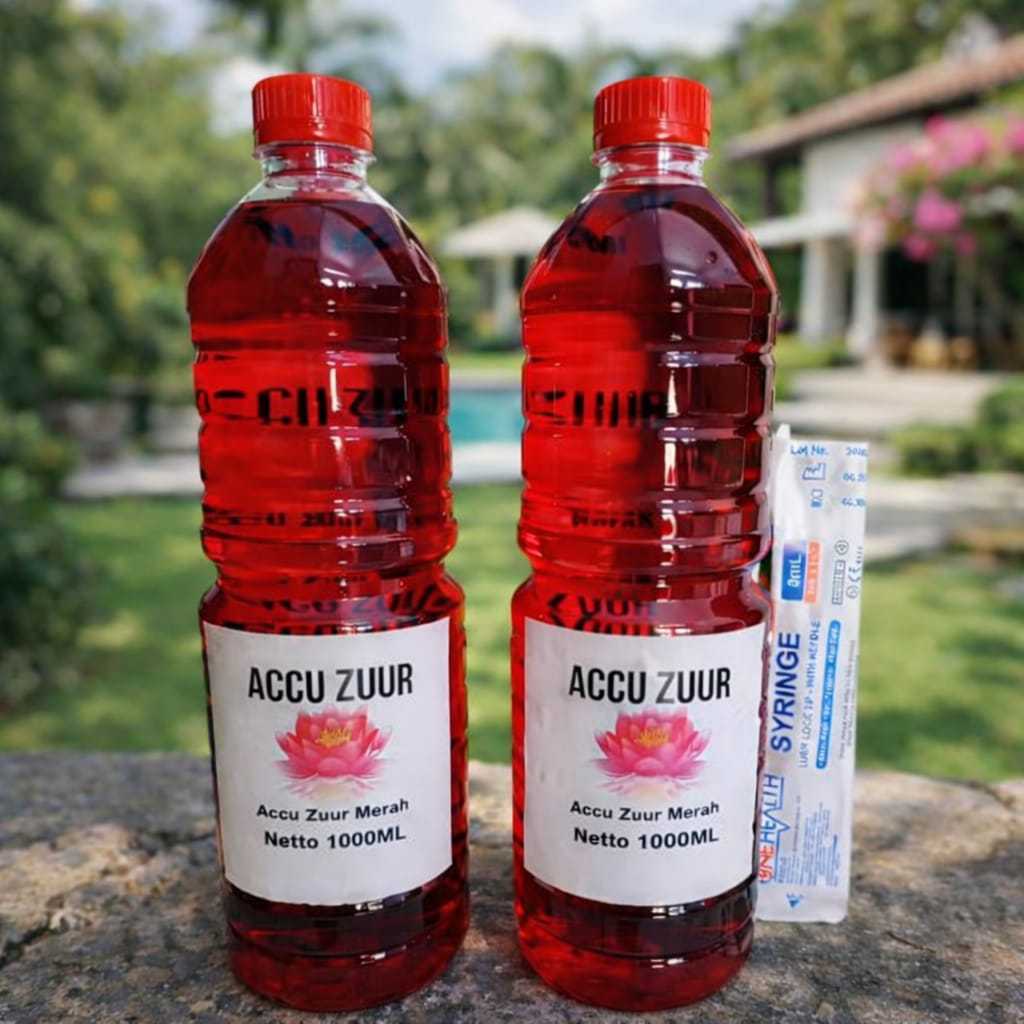 Jual Air Accu Zuur Merah 1 Liter – Super Premium + Bonus Suntikan ...