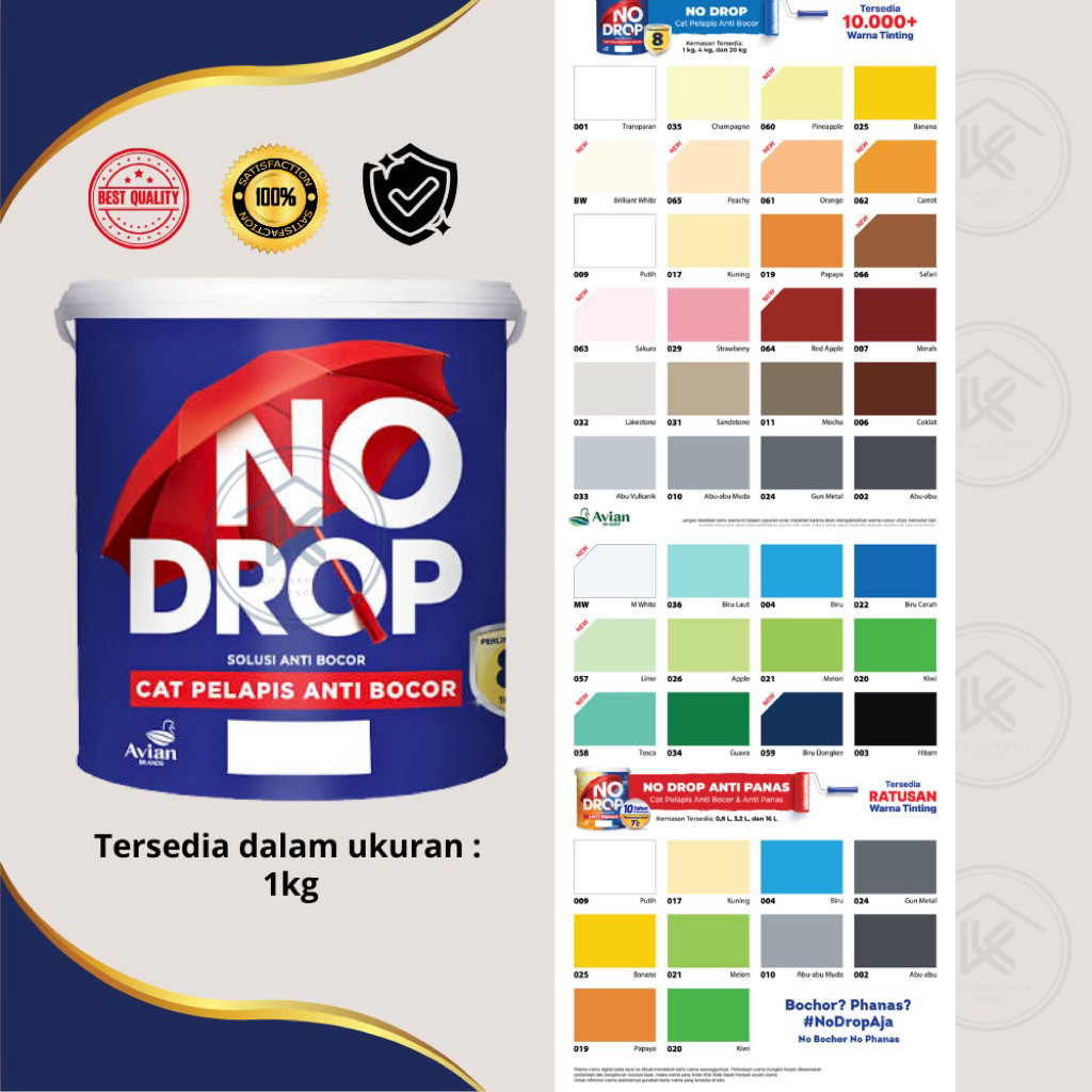 Jual No Drop 1KG Cat Tembok Waterproofing, Tahan Lama Anti Jamur, Cat ...
