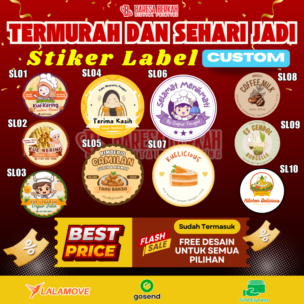 Jual CETAK STIKER EXPRES / 1 HARI JADI / STIKER NASTAR / STIKER KUE ...