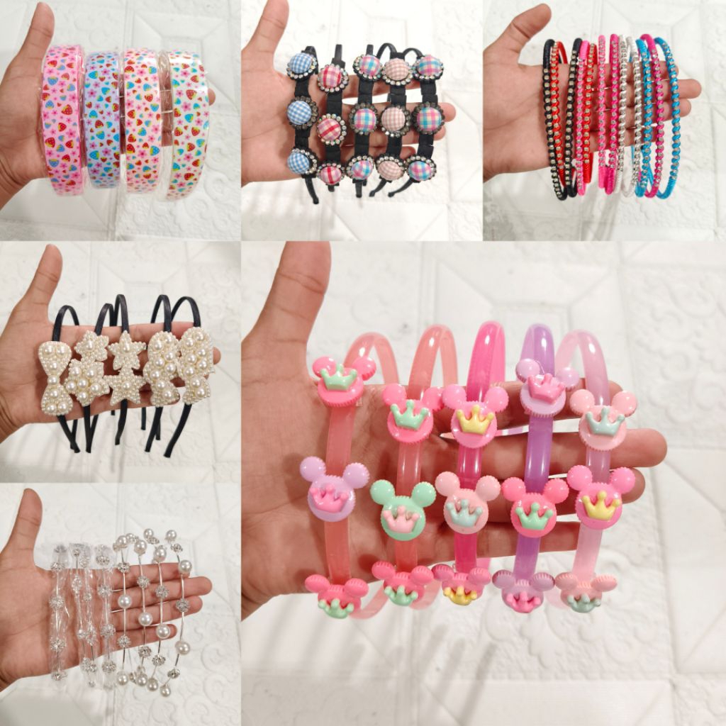 Jual Bando anak / bando anak dan dewasa aneka motif dan warna isi 12 ...