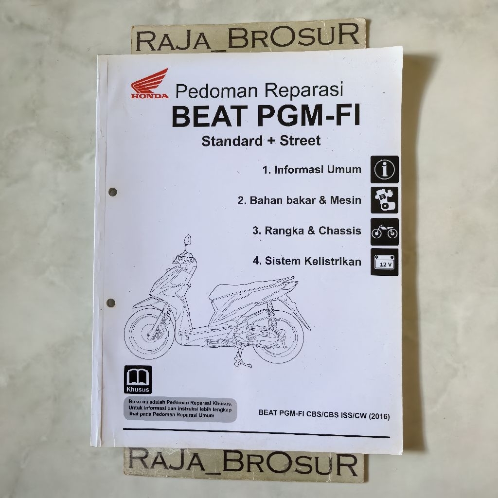 Jual Buku pedoman reparasi Manual book Honda Beat PGM FI Injeksi Esp ...