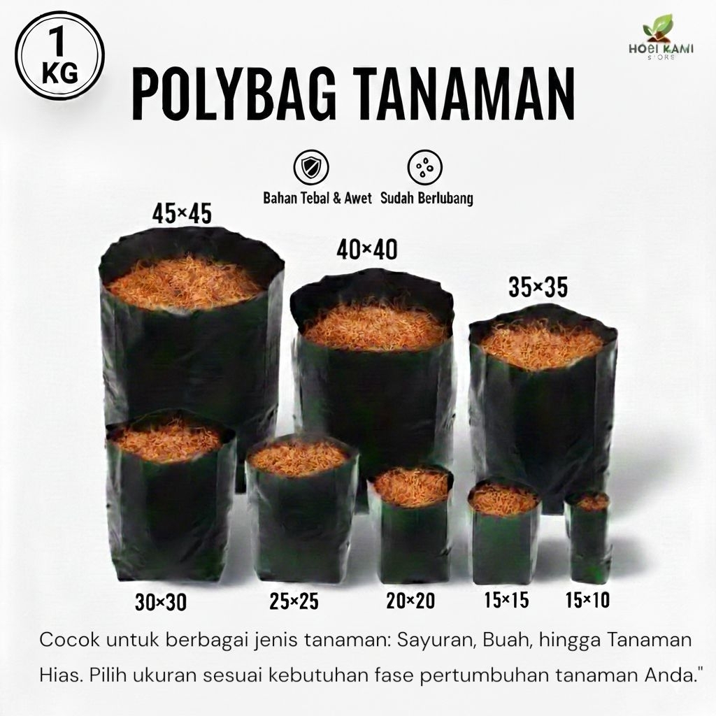 Jual Polybag Tanaman Hitam Tebal 1KG - Plastik Polibag Semai Bibit ...