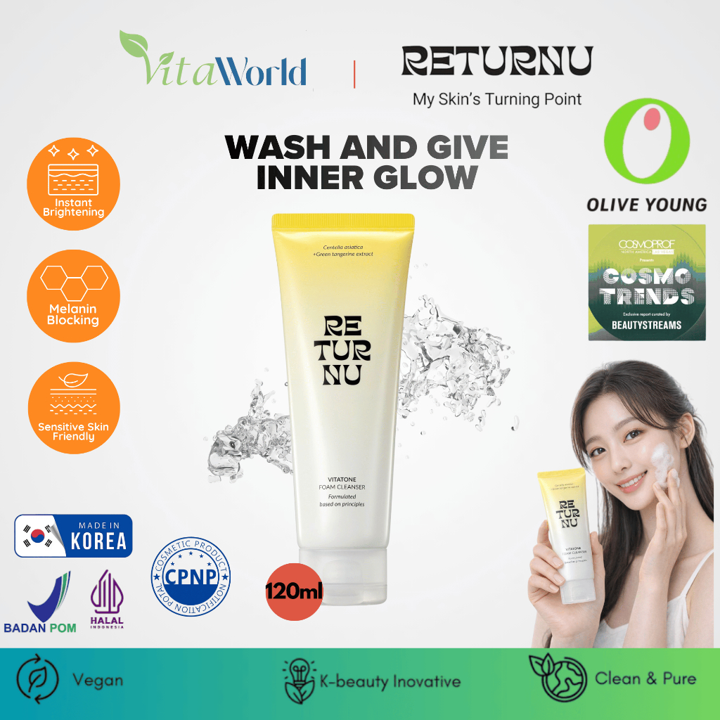 Jual RETURNU - Korean Vitatone Brightening Foam Cleanser 120ml | Shopee ...