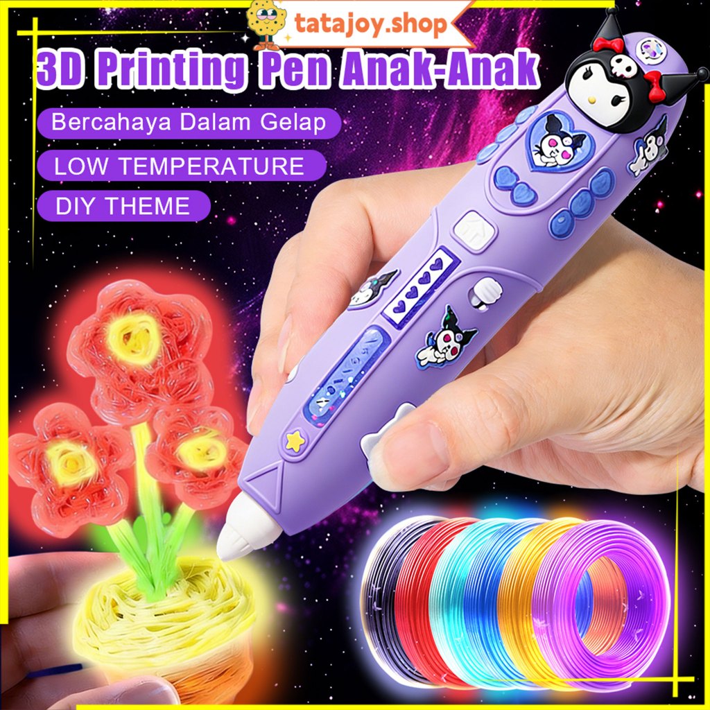 Jual Tatajoy 3D Printing Pen 3D Printer Pena Glow in The Dark Filament ...