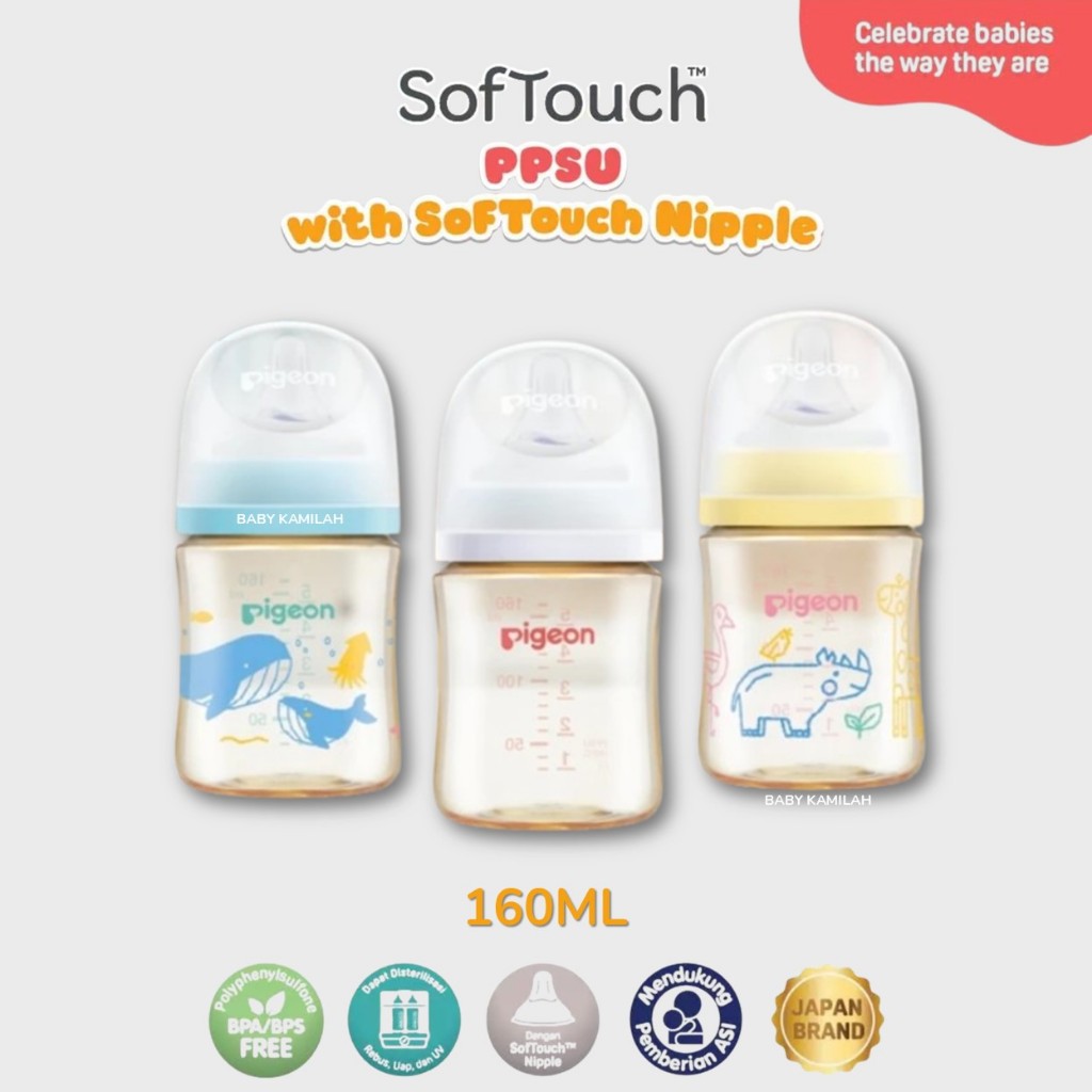 Jual PIGEON Botol Biomass-PPSU Wide Neck 160ml with SofTouch Nipple ...