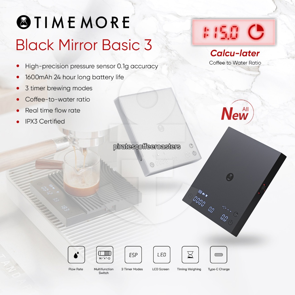 Jual Timemore Basic Plus 3 Digital Coffee Scale Black Mirror Pour Over ...
