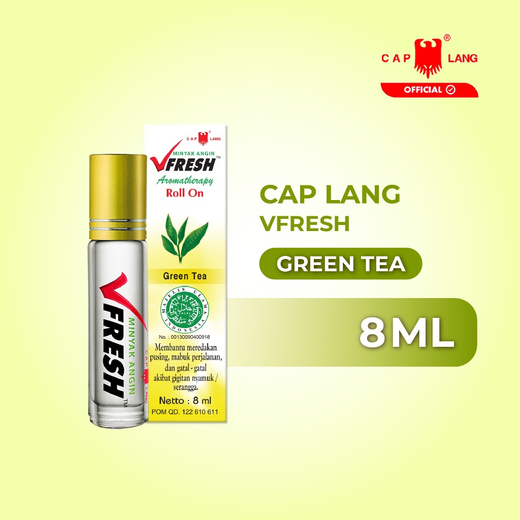 Jual CAP LANG - VFresh Minyak Angin Aromatherapy Roll On Green Tea 8ml ...