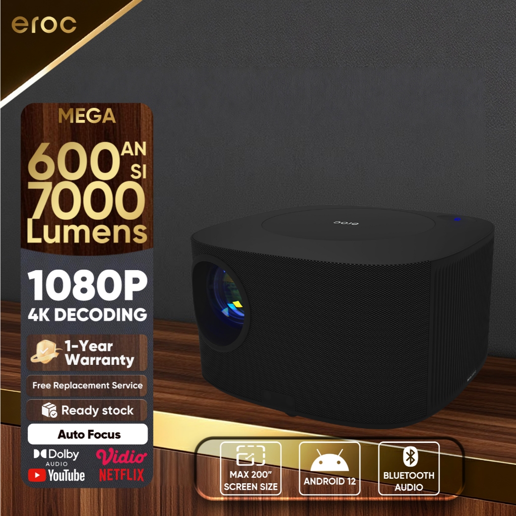 Jual EROC Smart Proyektor LCD 600 ANSI Full HD Android 12 Dolby Audio ...