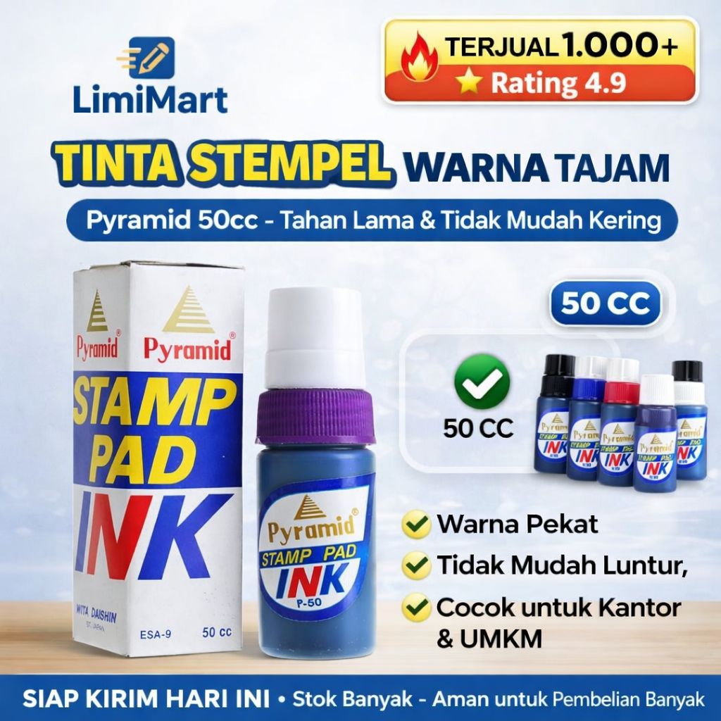 Jual PYRAMID Tinta Stempel Stamp Pad Ink Refill 50cc – 5 Warna Pilihan ...