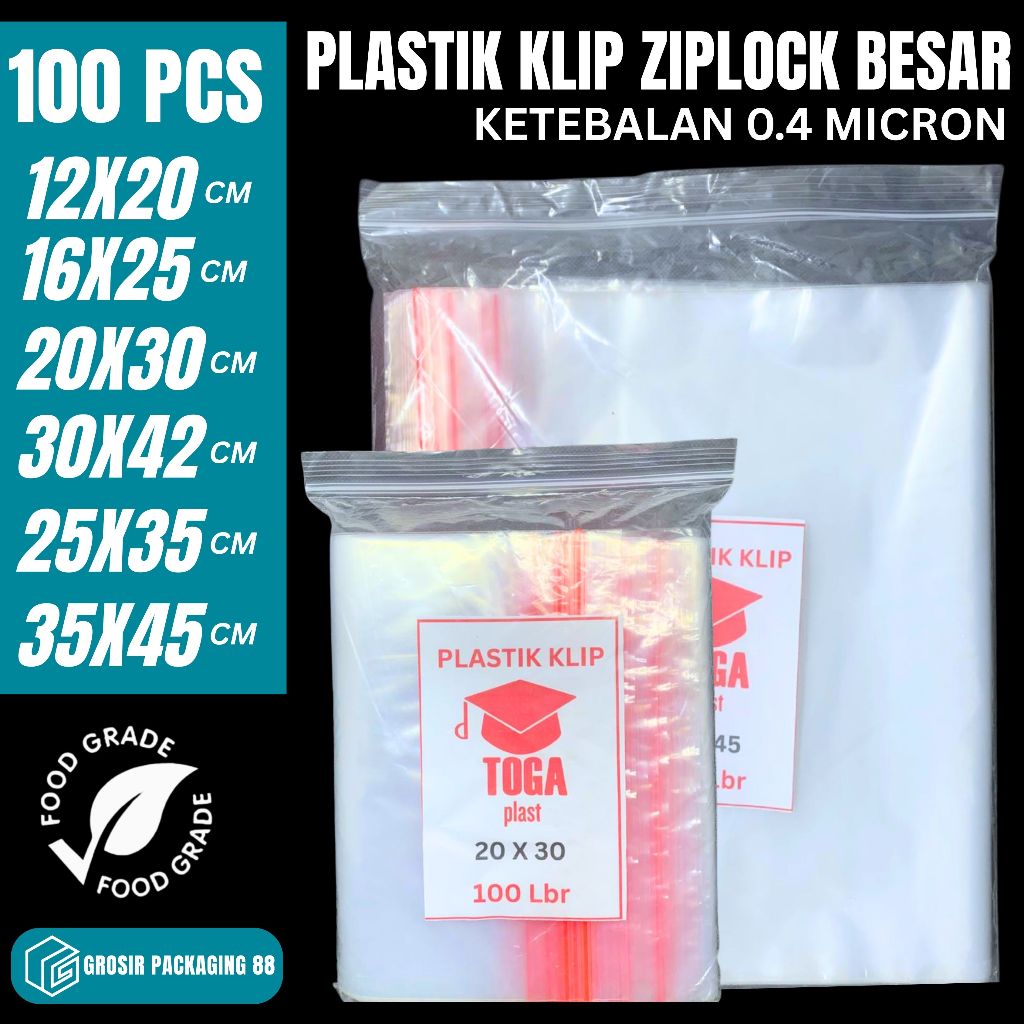 Jual ISI 100 - Plastik Klip Ziplock BESAR 12X20 16X25 20x30 25X35 30X40 ...