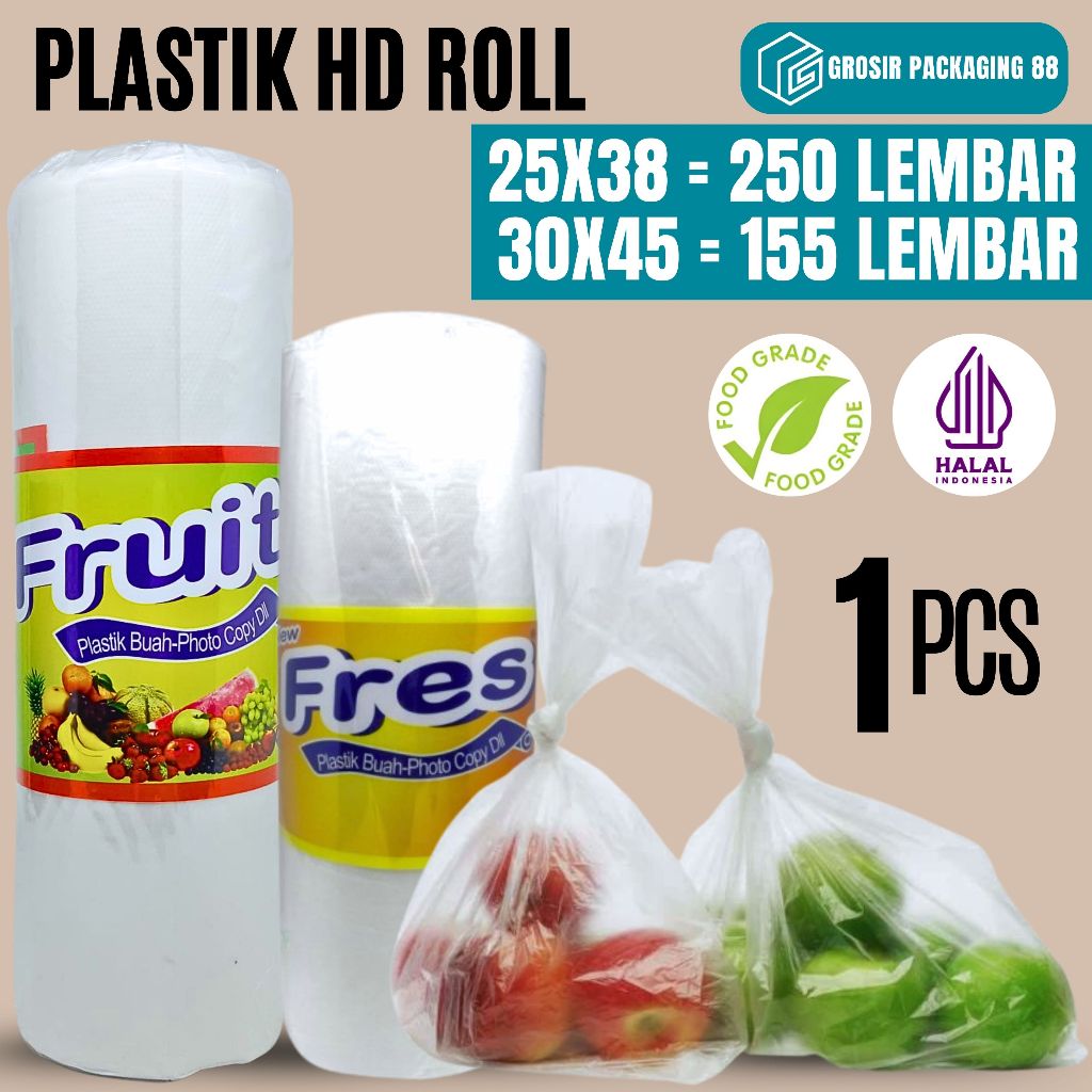 Jual Plastik HD Roll Premium Buah Sayur Supermarket Fotocopy 1kg 25x40 ...