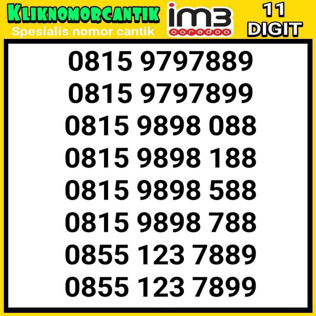 Jual Nomor cantik Indosat 11 Digit 4G&5G Indosat IM3 11 Digit A10 ...