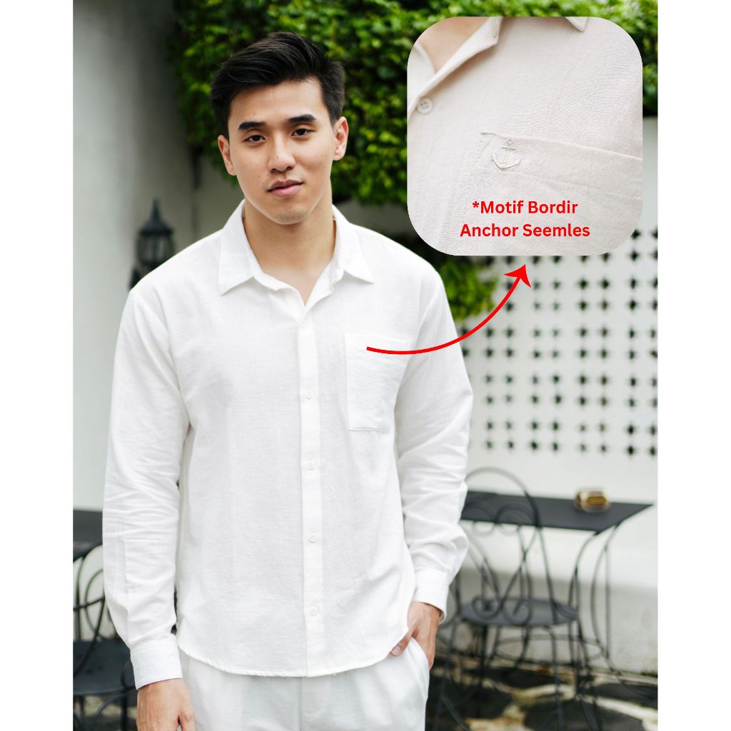 Jual BEACHWELL Kemeja Lengan Panjang Linen Katun angel Pria Oversized ...