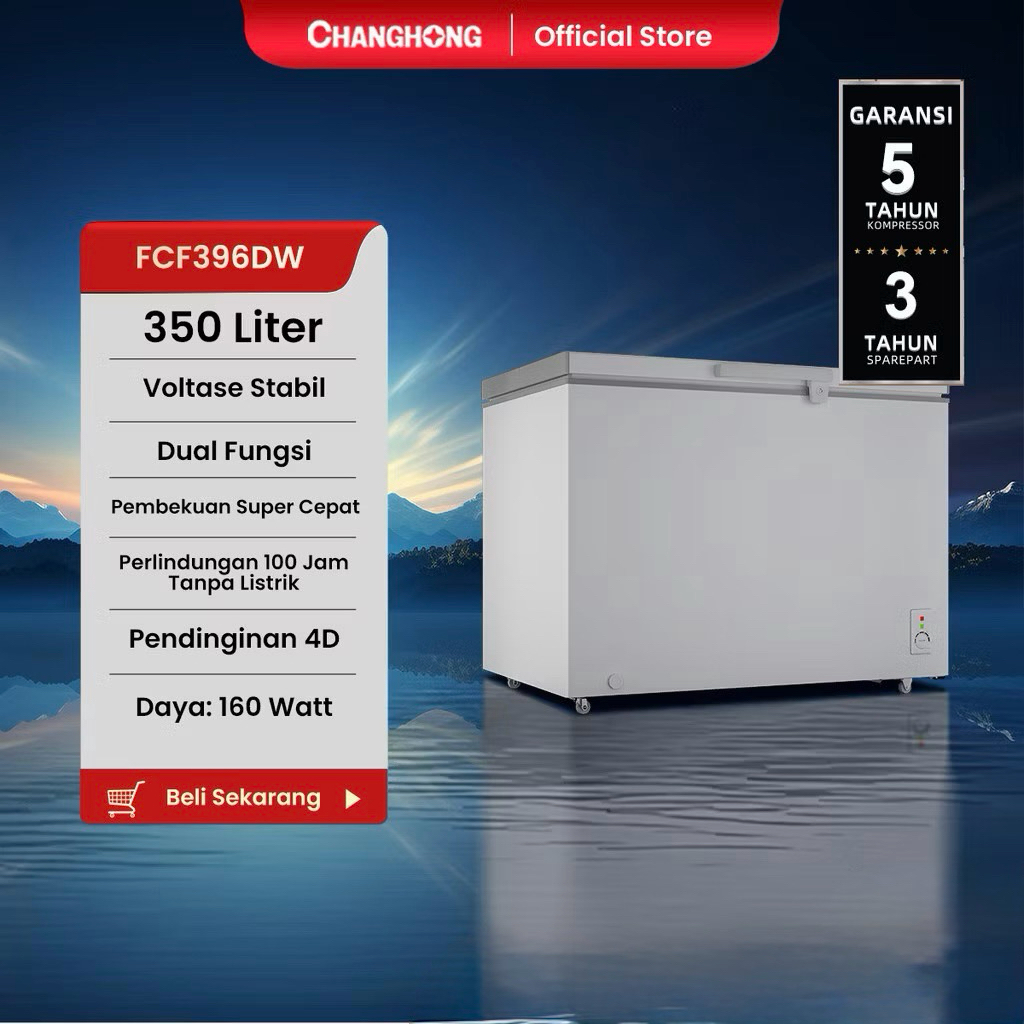 Jual Changhong Chest Freezer Box FCF396DW Kapasitas 350 Liter (Fast ...